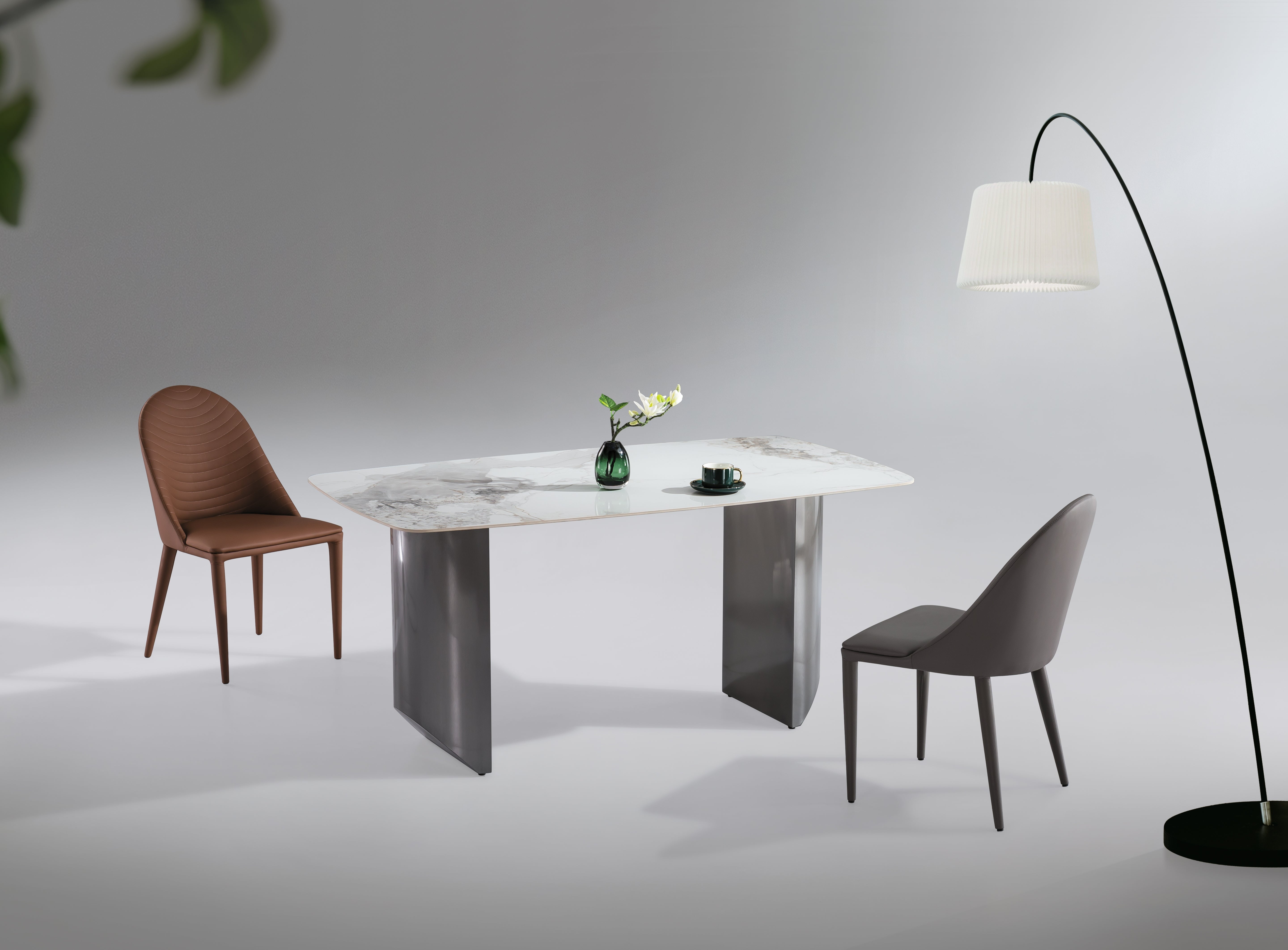 Artificial Marble Dining Table S/S D Shape Leg – AL LIVING